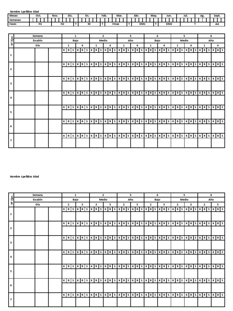 Plantilla Rutina Gym