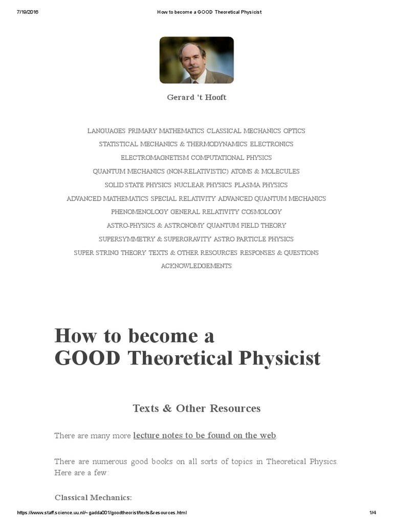 Guide to Becoming a Good Theoretical Physicist | PDF | Quantum Field ...