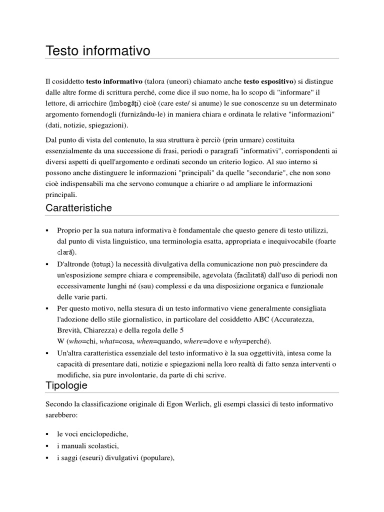 Testo Informativo | PDF