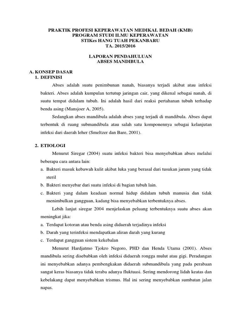 Asuhan Keperawatan Abses Mandibula | PDF