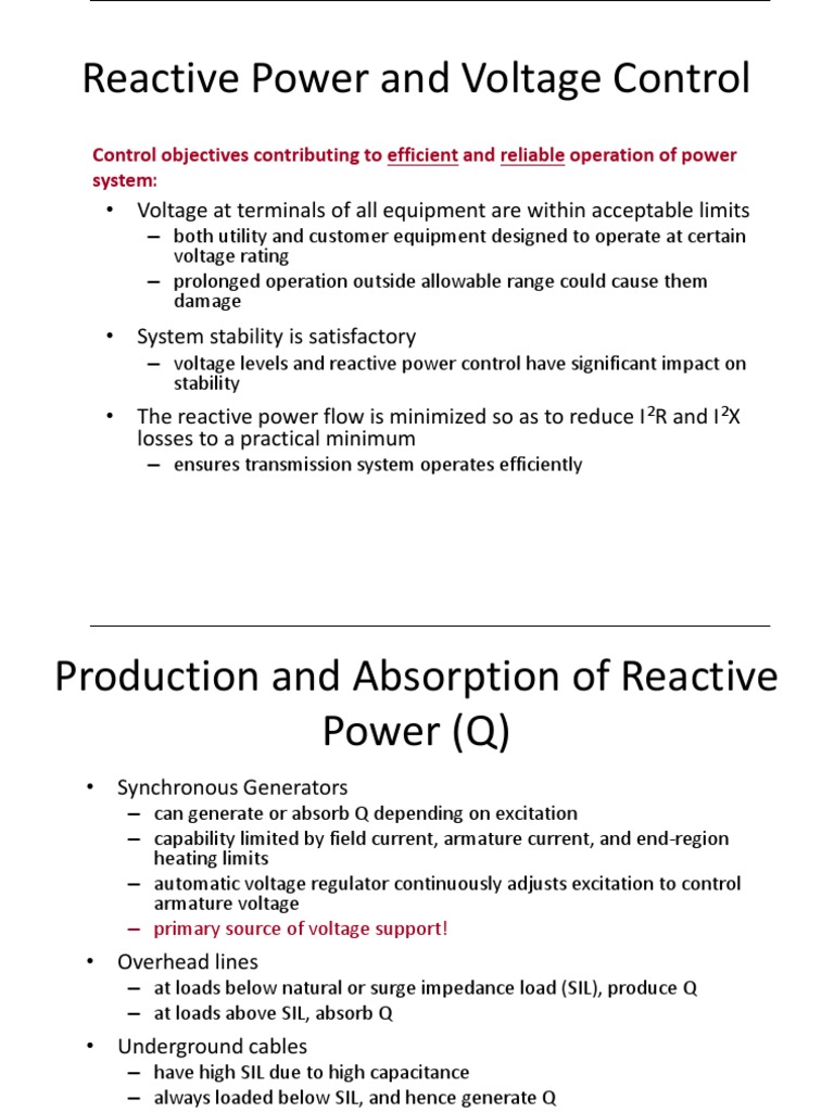 Reactive Power and Voltage Control: - Voltage at Terminals of All ...