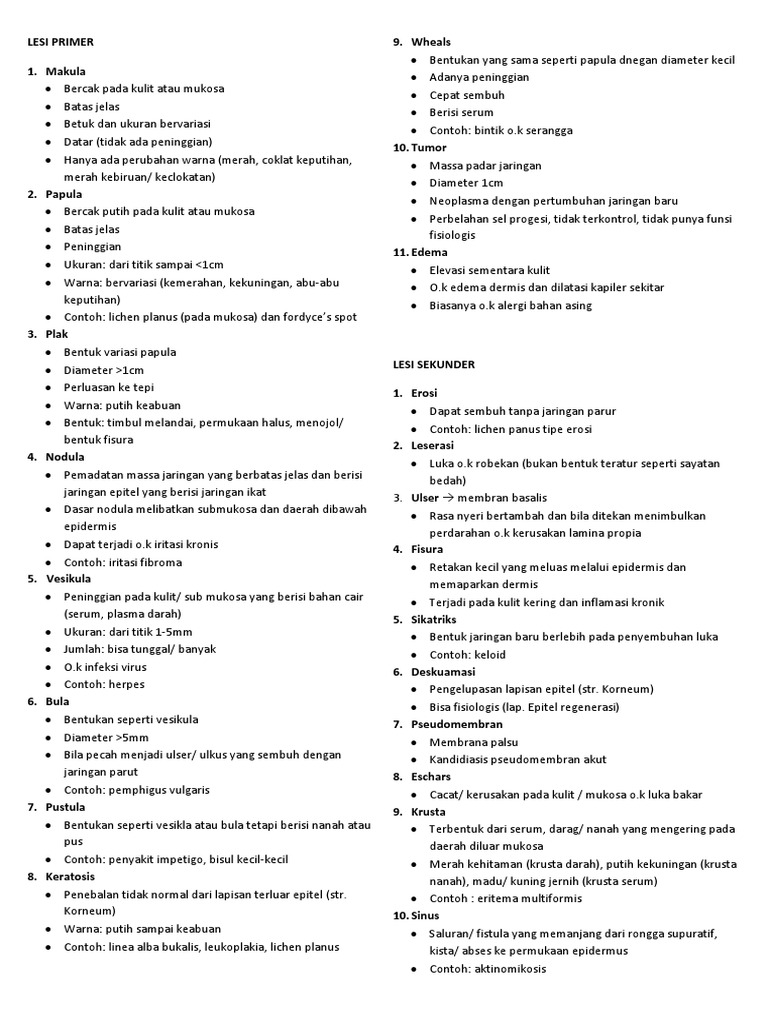 Lesi Kulit Primer dan Sekunder | PDF