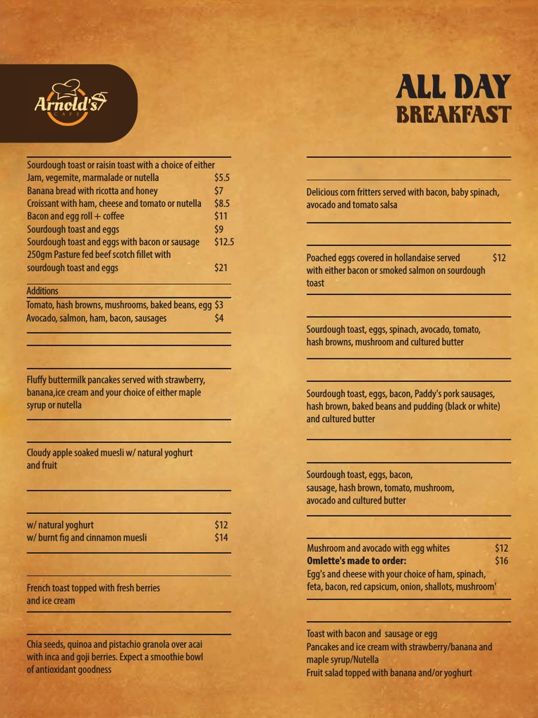 Menu Arnold | PDF | Salad | Drink