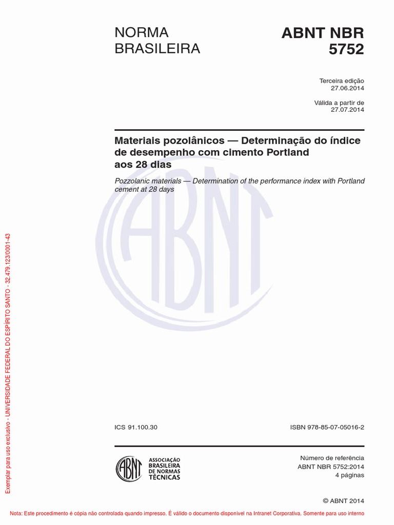 NBR 5752 | PDF | Argamassa (alvenaria) | Cimento