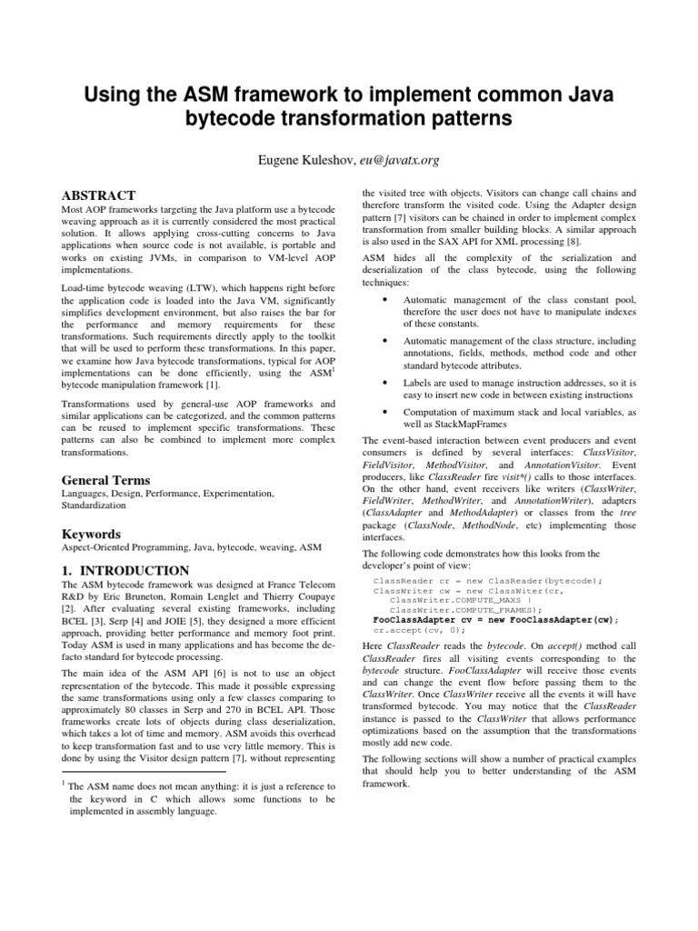 Asm Transformations | PDF | Class (Computer Programming) | Method (Computer Programming)