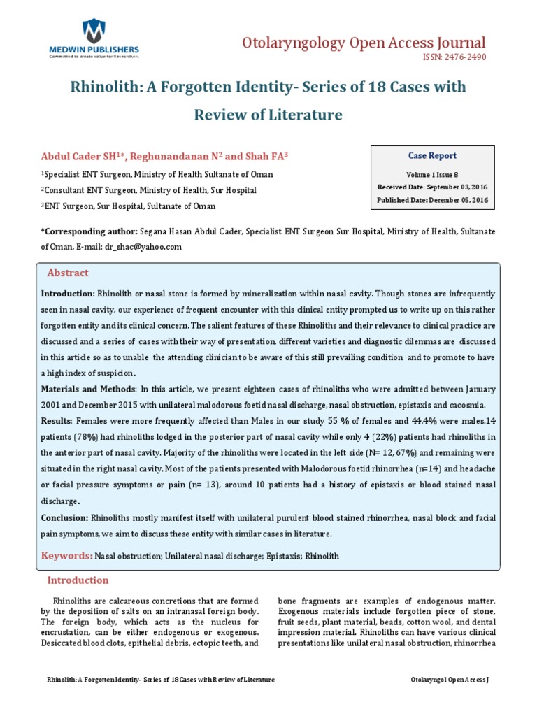 rhinolith.pdf | Endoscopy | Health Sciences