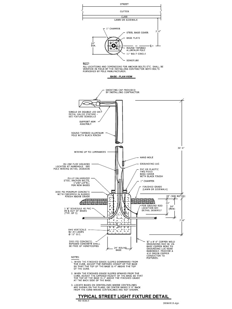Typical Street Light Fixture Detail: Base - Plan View | PDF | Screw ...