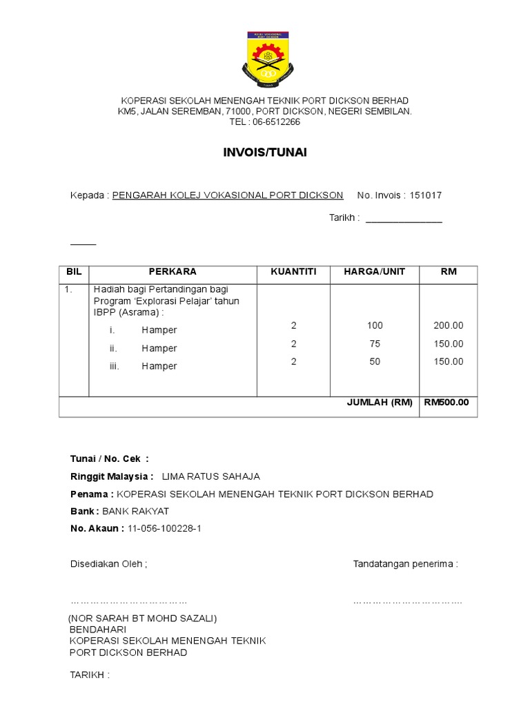 Invois & Bayaran Tunai (Format Baru) | PDF
