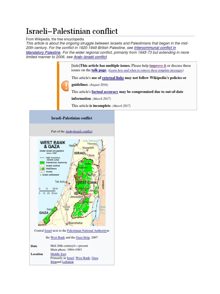 The Israeli–Palestinian Conflict: A Comprehensive Overview of the ...