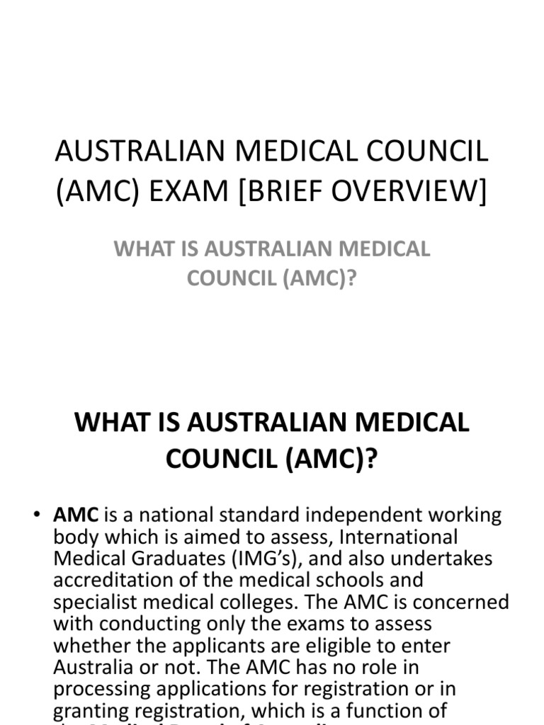 Australian Medical Council (Amc) Exam (Brief Overview) | PDF ...