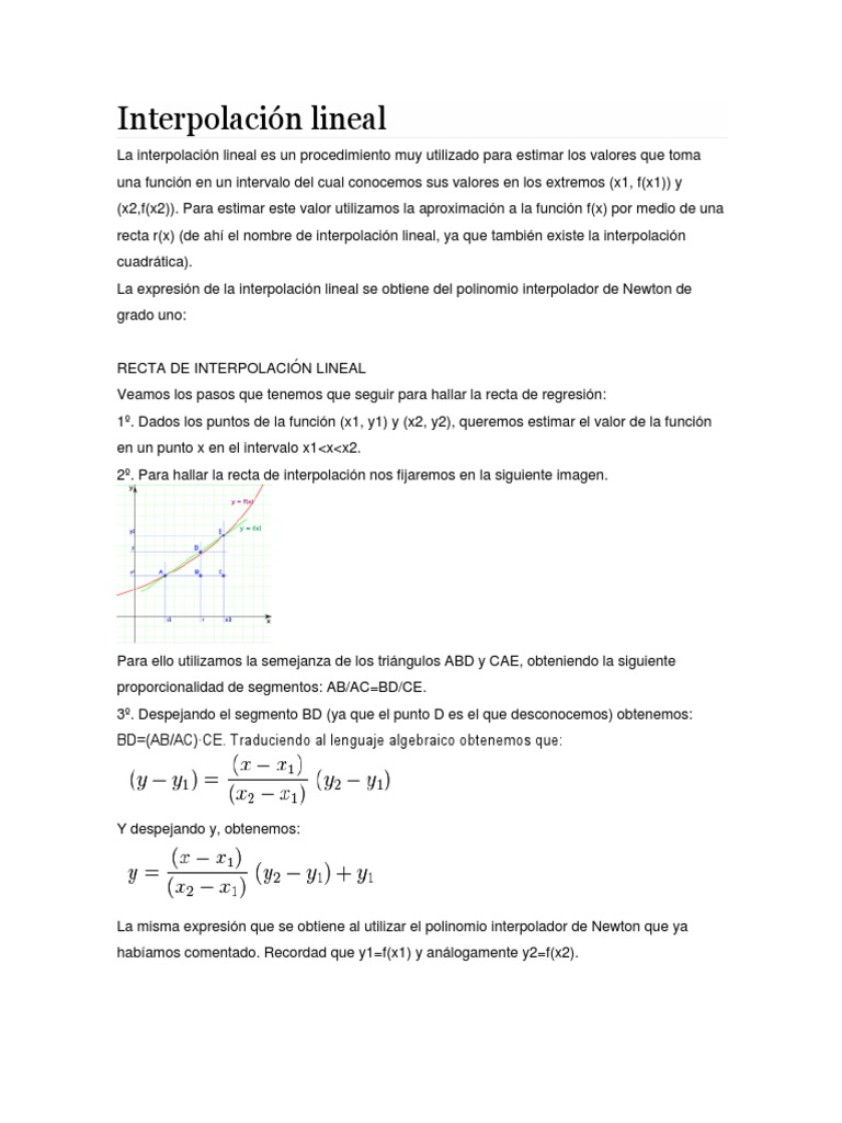 Interpolación Lineal | PDF | Matemáticas Aplicadas | Análisis