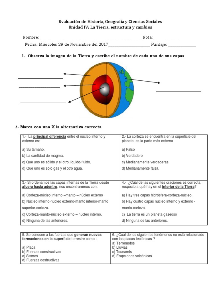 Hoja De Trabajo Sobre Volcanes Y Tectónica De Placas Placas