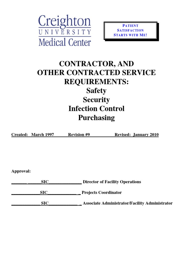 Guidelines for Contractors and Vendors Working in Healthcare Facilities ...