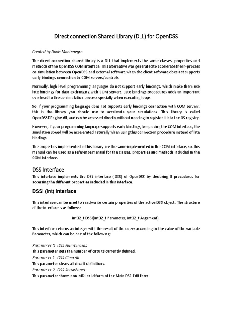Opendss Direct Dll Pdf Component Object Model Parameter Computer Programming
