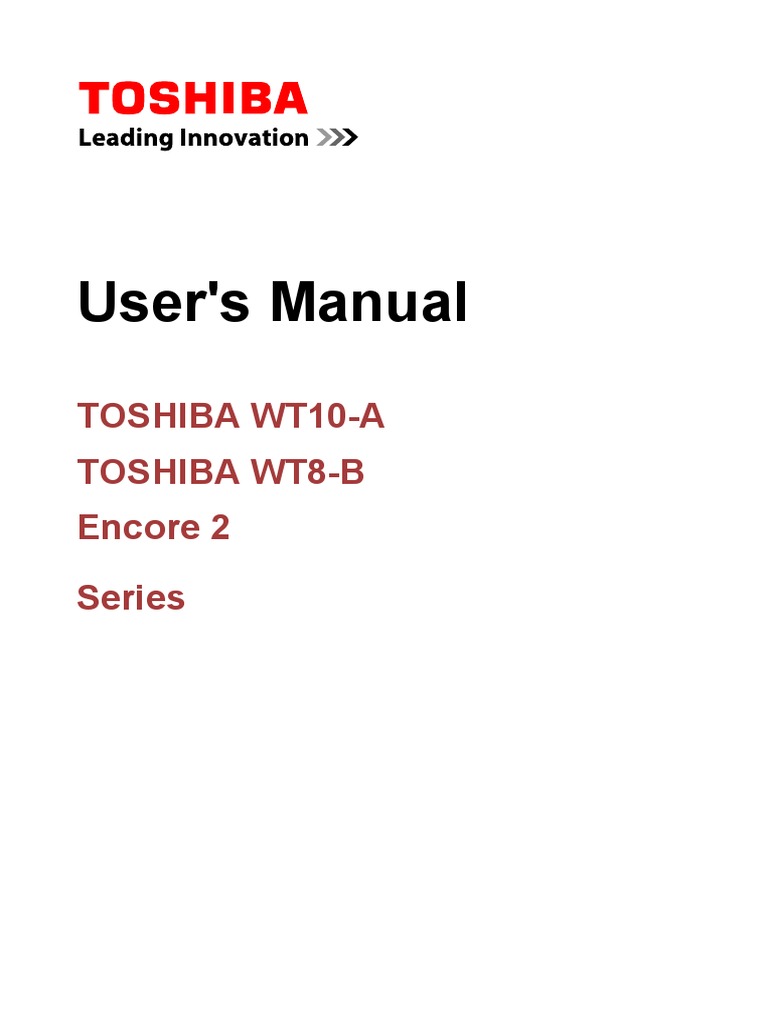 User S Manual Toshiba Wt10 A Toshiba Wt8 B Encore 2 Series Pdf