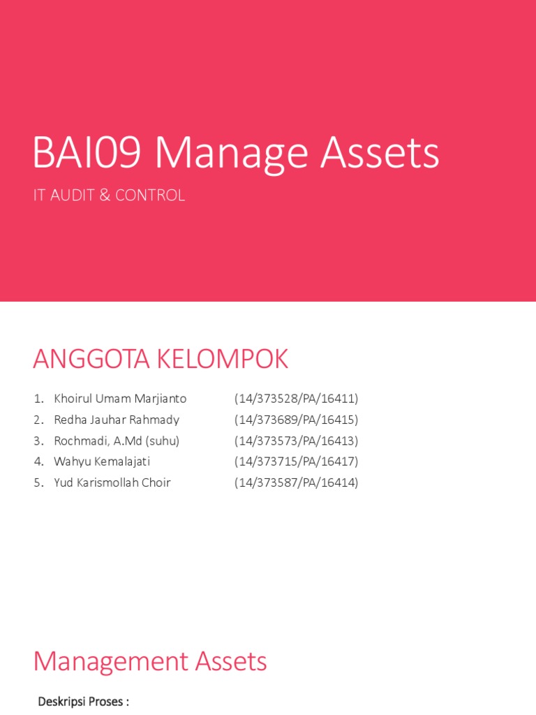 BAI09 Manage Assets | PDF BAI09 Manage Assets | PDF