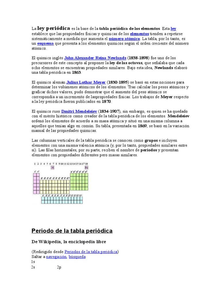 La Ley Periódica Es La Base de La Tabla Periódica de Los Elementos ...