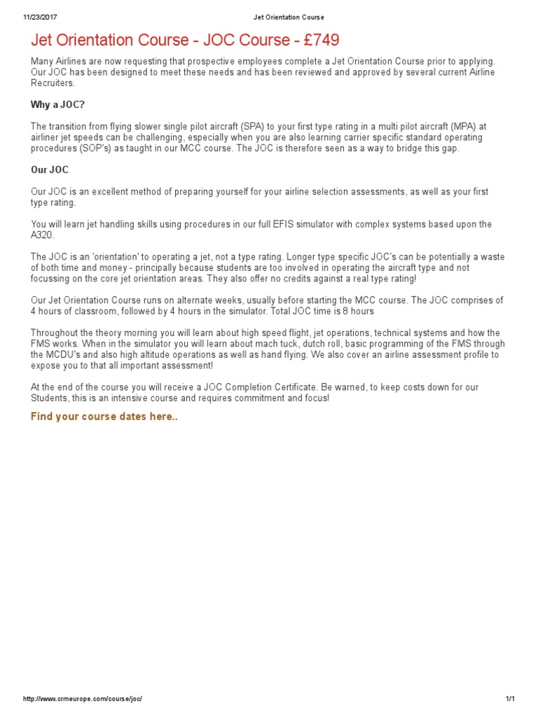 Jet Orientation Course | PDF