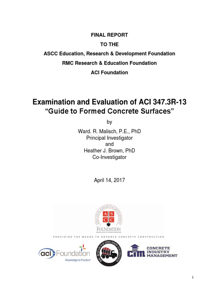 ACI 347.3R-13 Guide Formed Concrete Surfaces - 5!4!2017 | PDF ...