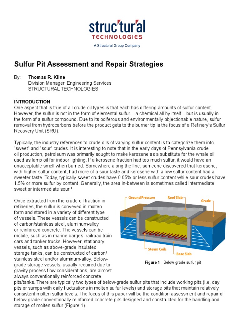 Sulfur Pit Assessment and Repair Strategies | Concrete | Petroleum