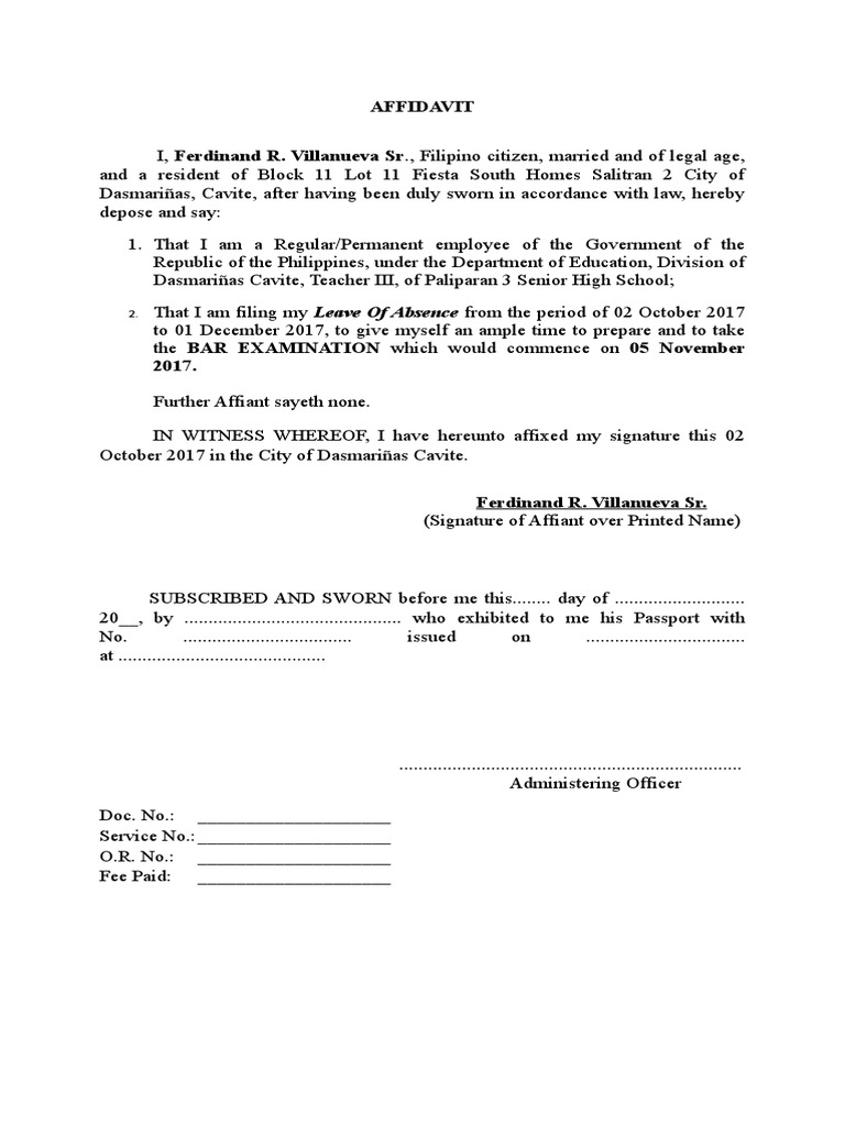 Affidavit of Explanation | PDF