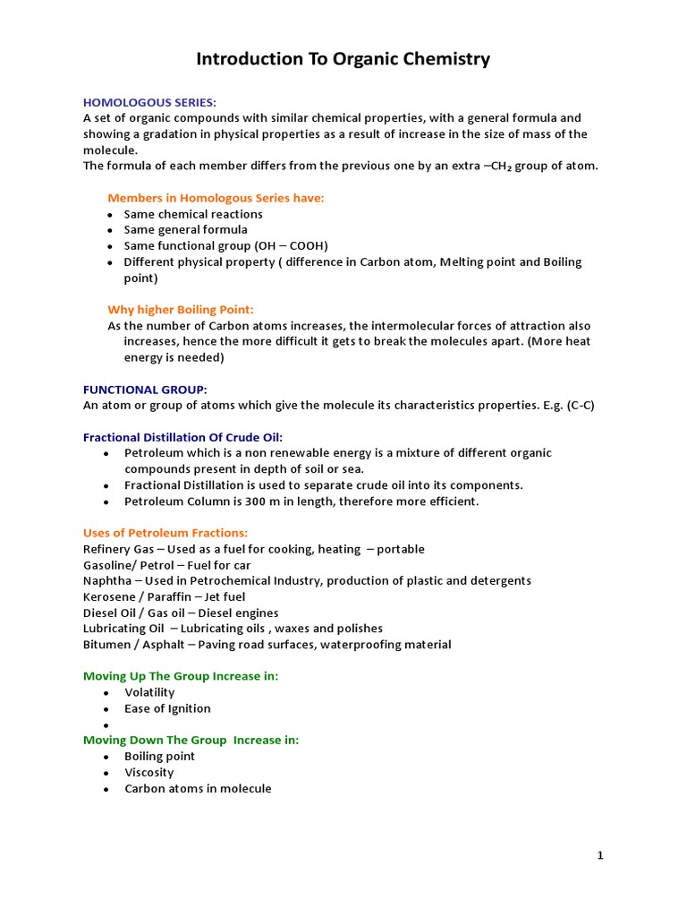 Introduction To Organic Chemistry: Homologous Series | PDF | Alkene ...