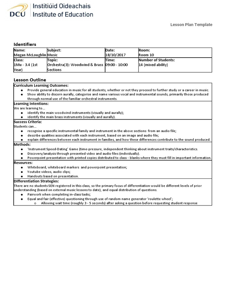 1st Year Music Orchestra (3) - Woodwind & Brass Sections | PDF | Lesson ...