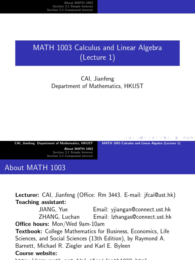 Lecture01 Cai | PDF | Compound Interest | Interest