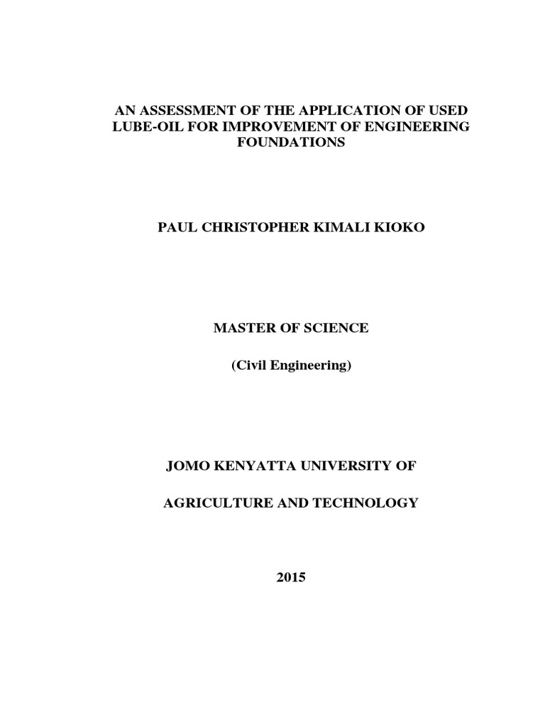 Kioko, Chrorpher Kimali MSc. Civil Engineering-.2015 | PDF | Soil ...