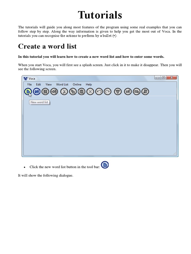 Tutorials: Create A Word List | PDF | Part Of Speech | Verb