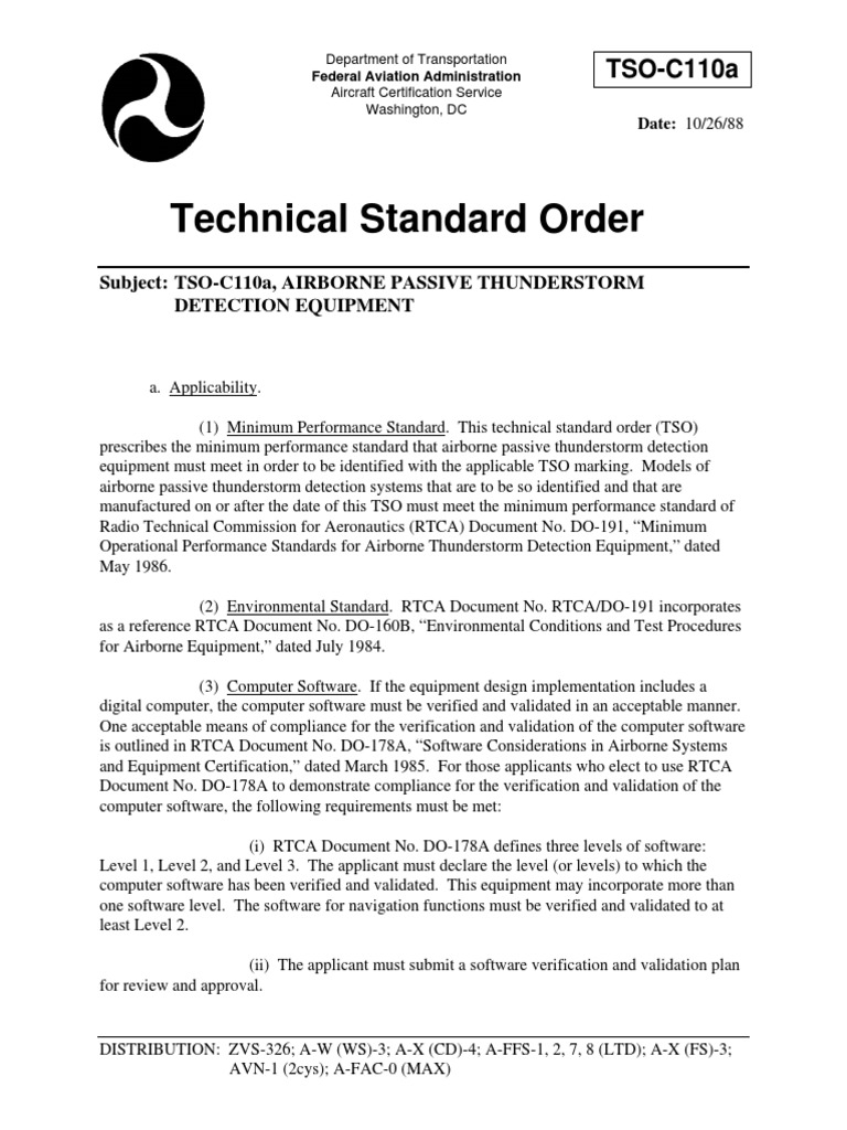 Technical Standard Order: TSO-C110a | Download Free PDF | Verification ...