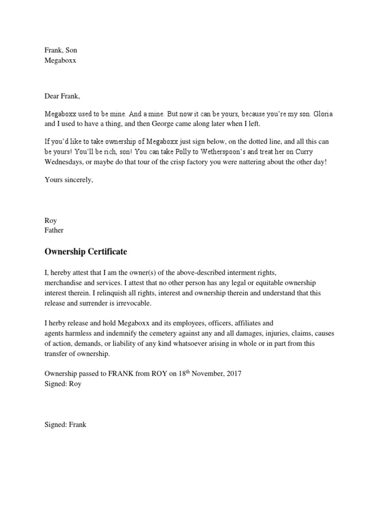 Frank's Letter | PDF