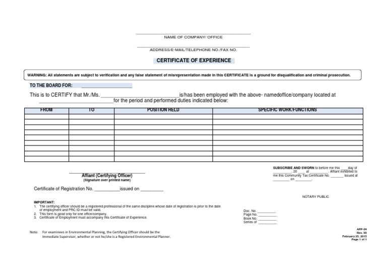 Certificate of Experience | PDF | Government | Government Information
