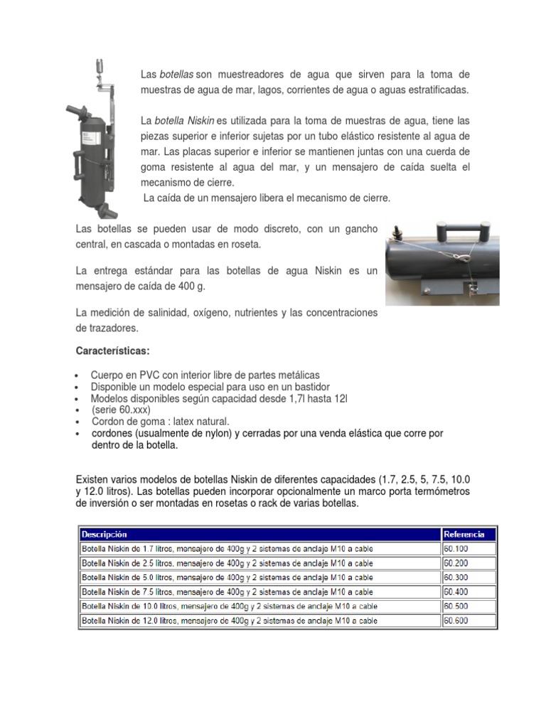Botella Niskin | PDF | Botella | Agua