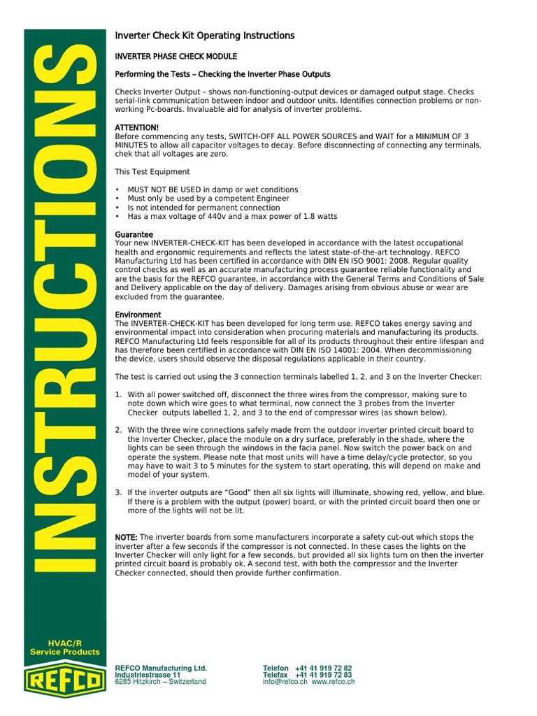 Inverter Check Kit Dim | PDF | Industries | Engineering