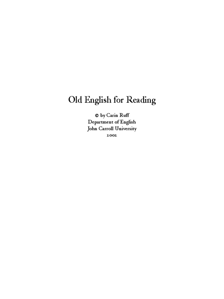 Old English For Reading | PDF | Grammatical Gender | Adjective