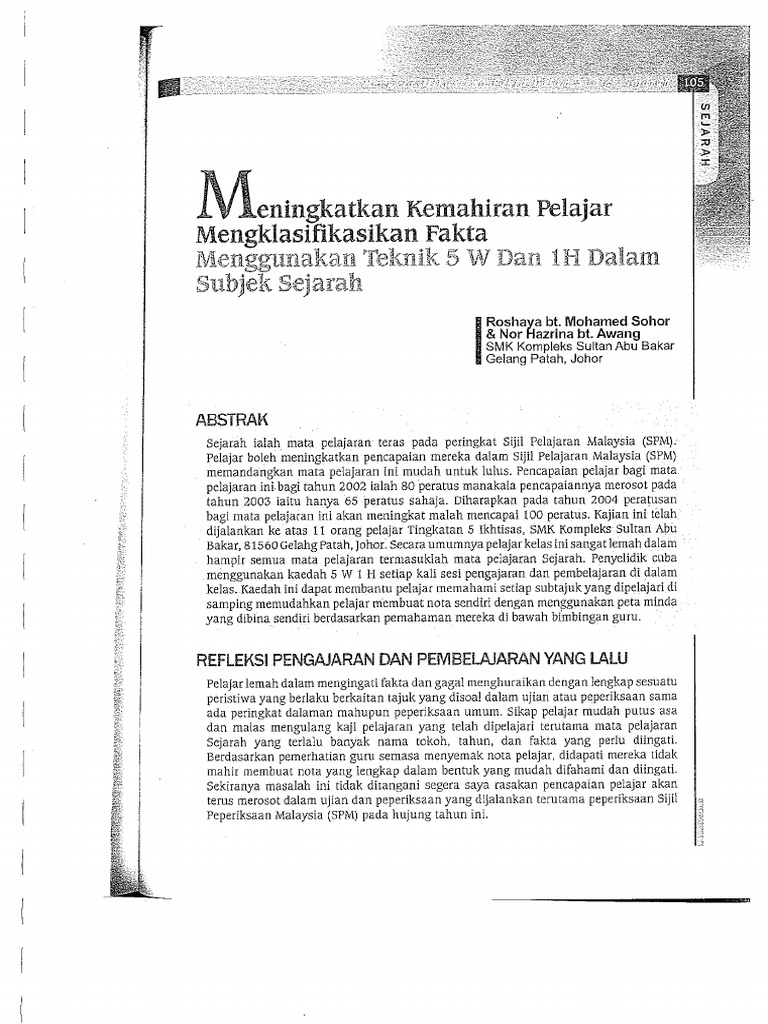 Tknik 5w1h Tk5 Sejarah | PDF
