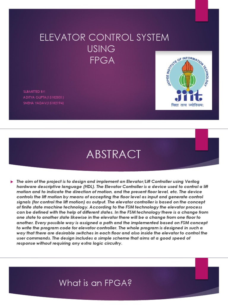 Elevator Control System | PDF | Field Programmable Gate Array ...
