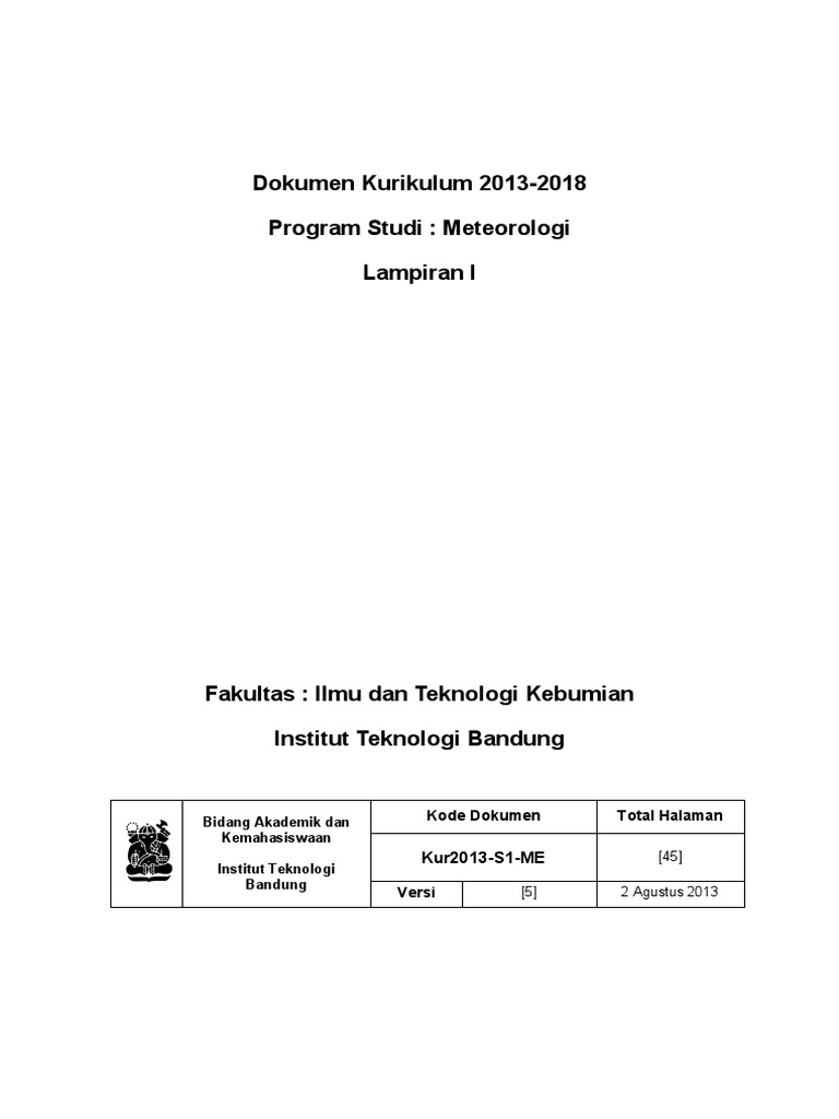 Kurikulum Meteorologi ITB 2013-2018 | PDF