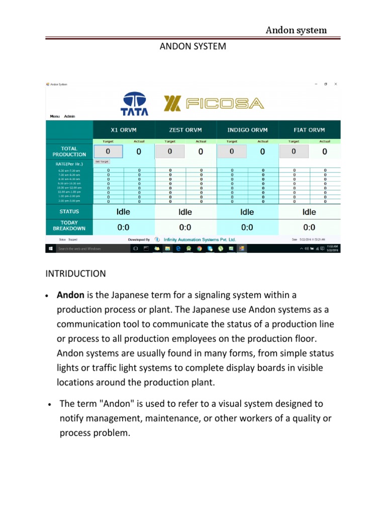 Andon System - Tata | PDF | Lean Manufacturing | Information