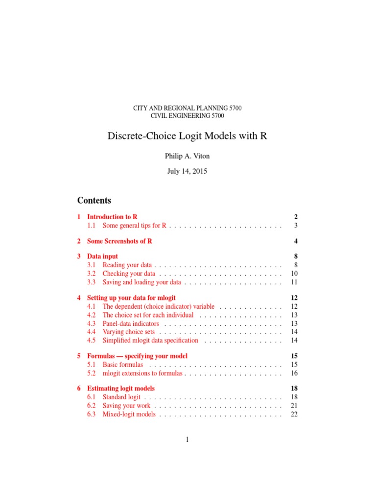 Discrete-Choice Logit Models With R | PDF | P Value | Comma Separated ...