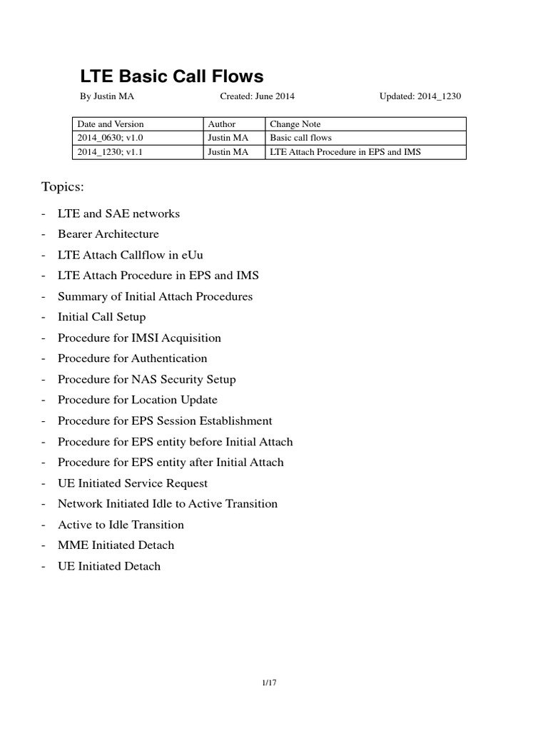 LTE Basic Call Flow Overview | PDF | Mobile Telecommunications | Data ...