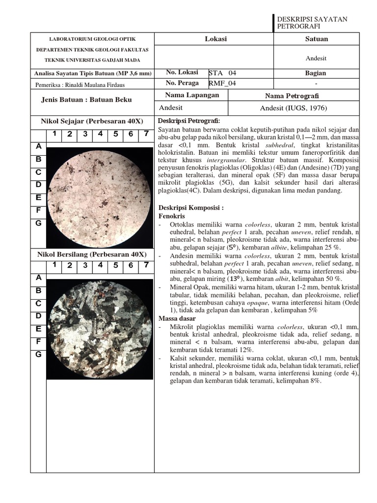Analisis Petrografi Andesit dan Breksi | PDF