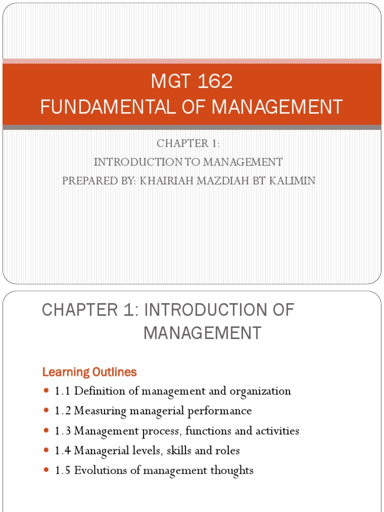 Chapter 1 - Introduction To Management | PDF | Decision Making | Goal