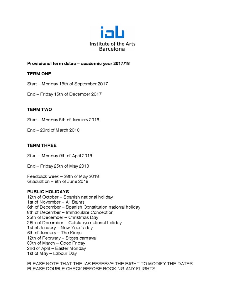 2017/18 School Term Dates | PDF