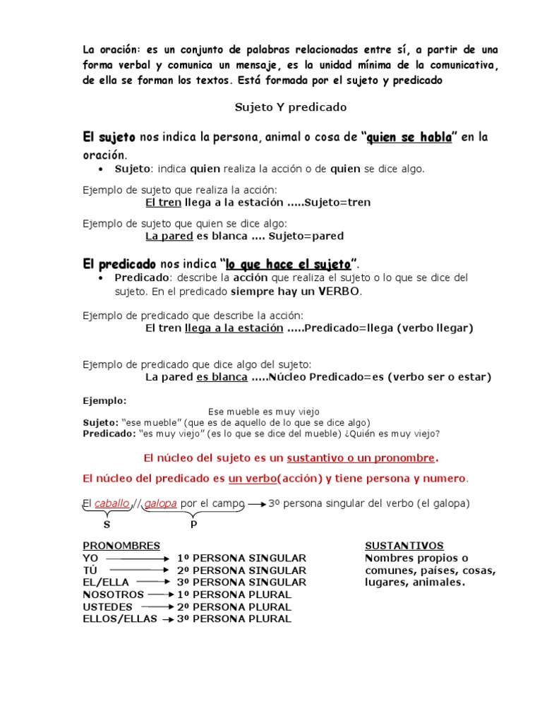 Núcleo Del Sujeto Y Predicado | PDF | Asunto (gramática) | Predicado ...