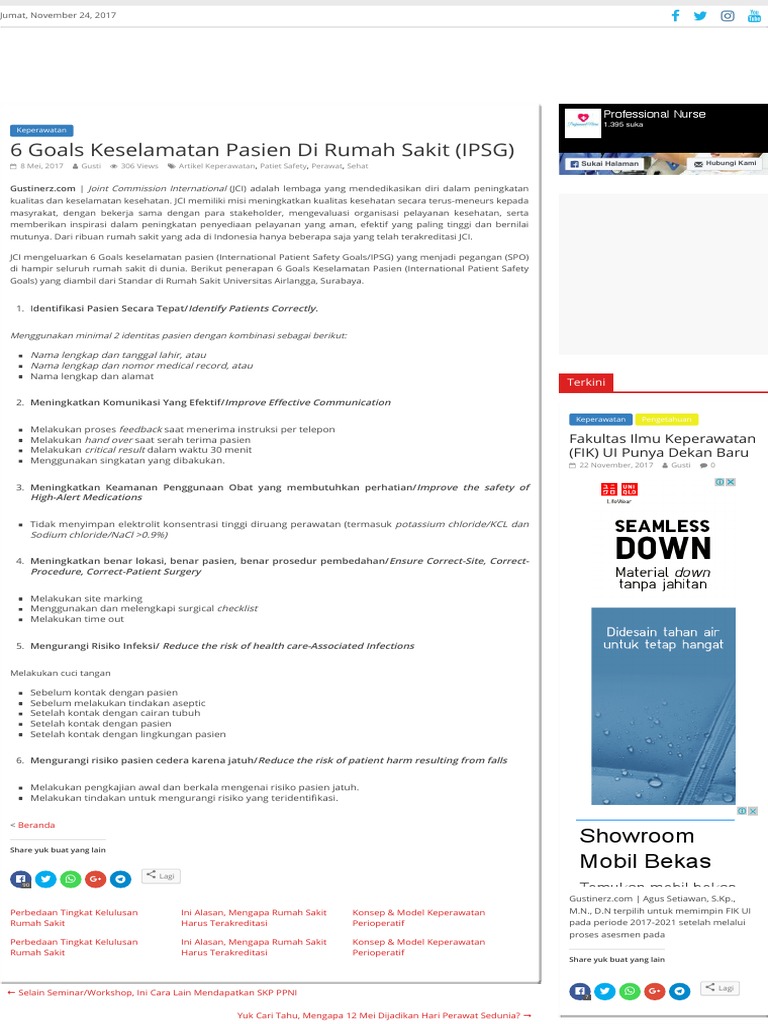 6 Goals Keselamatan Pasien Di Rumah Sakit (IPSG) | PDF