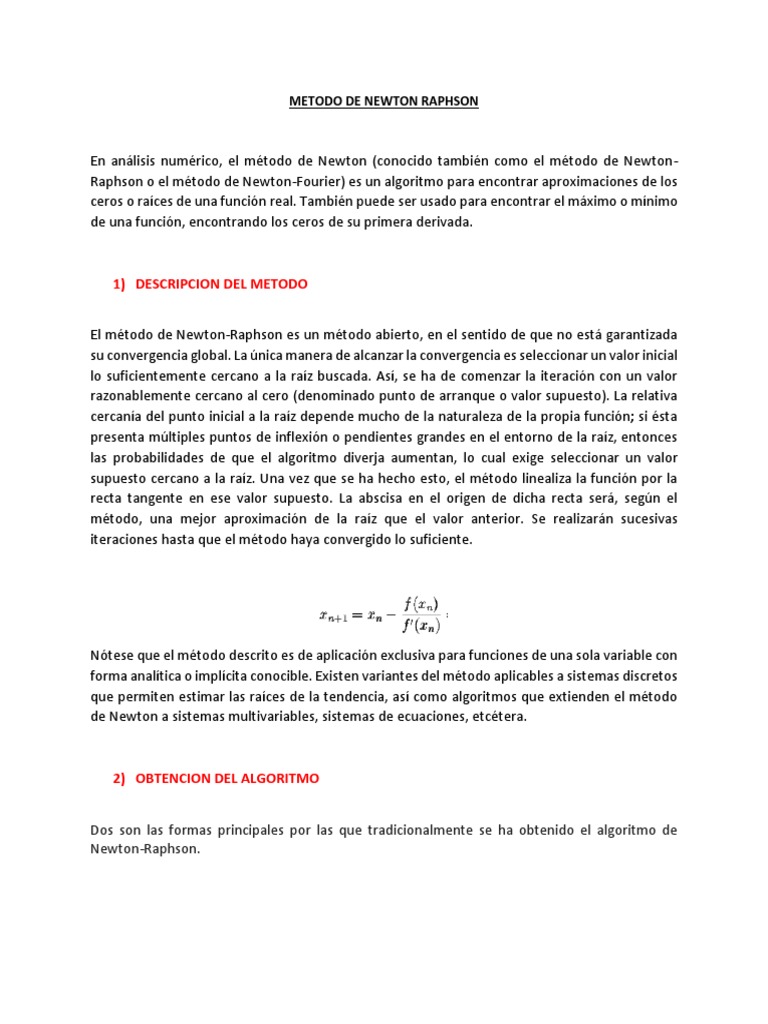 Metodo de Newton Raphson, Profe | PDF | Análisis matemático | Conceptos ...