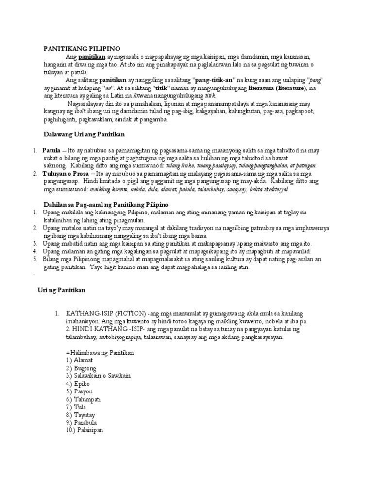 Panitikang Pilipino | PDF