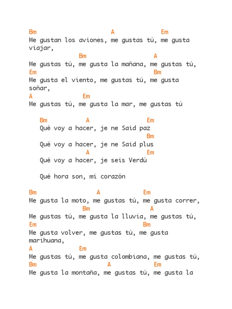 Manu Chao Me Gustas Tú LETRA Y ACORDES | PDF
